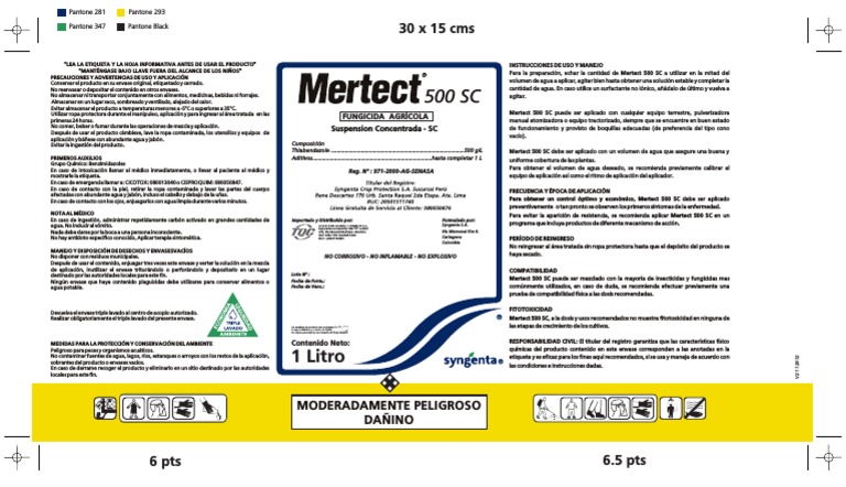 Instrucciones de uso y manejo del fungicida Mertect 500 SC | PDF ...