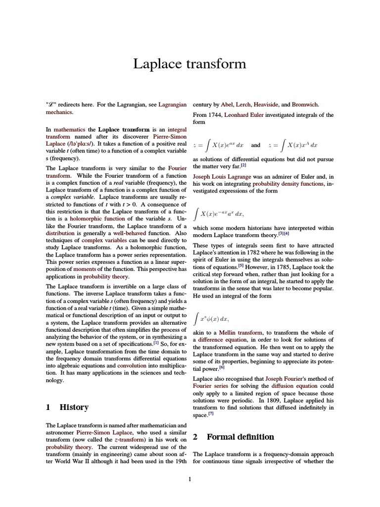 Laplace Transform PDF | PDF | Laplace Transform | Mathematical Relations