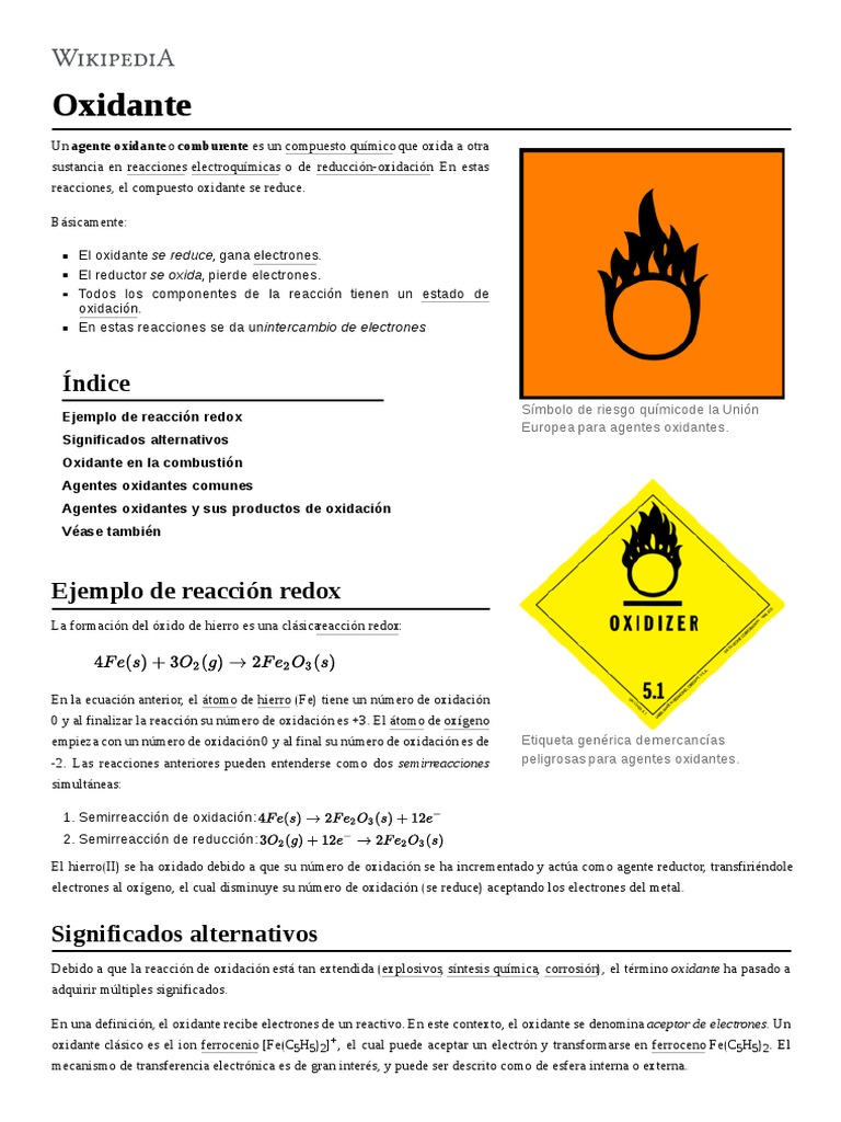 Oxidant e | PDF | Agente oxidante | Redox
