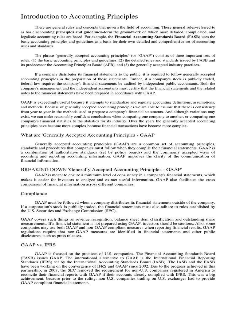 Introduction To Accounting Principles | PDF | Financial Accounting ...
