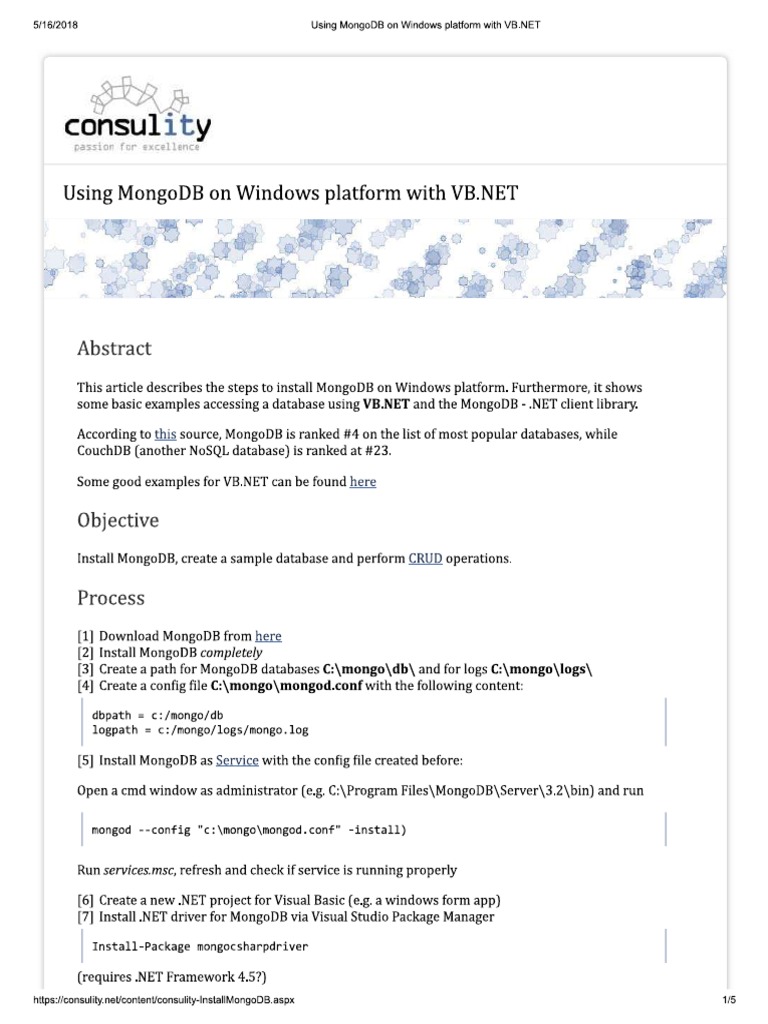 Curd Vbnet Mongodb | PDF
