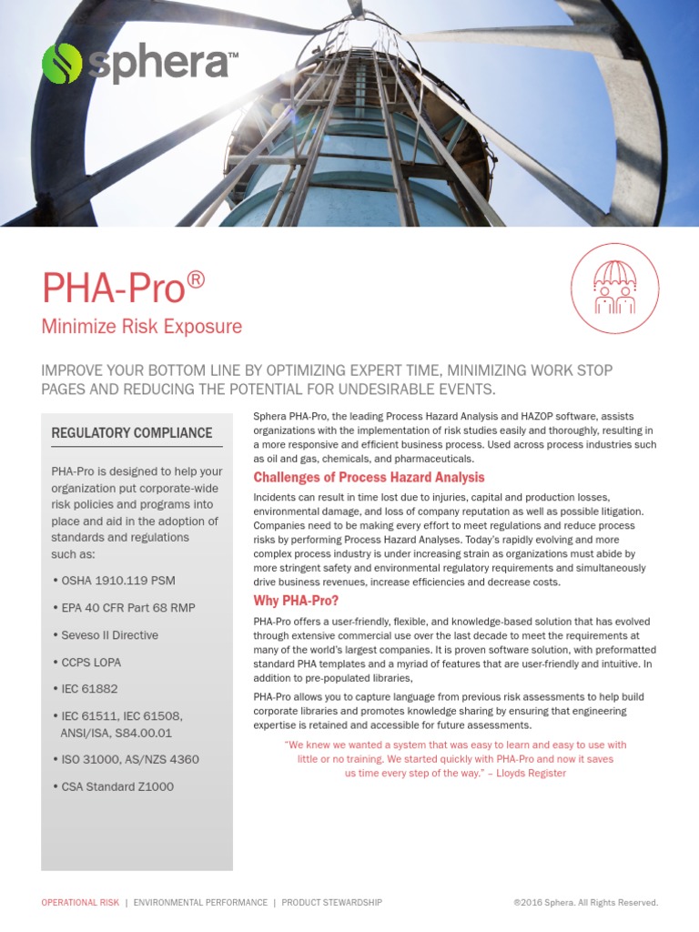 Sphera PHA Pro Brochure | PDF | Risk Assessment | Risk