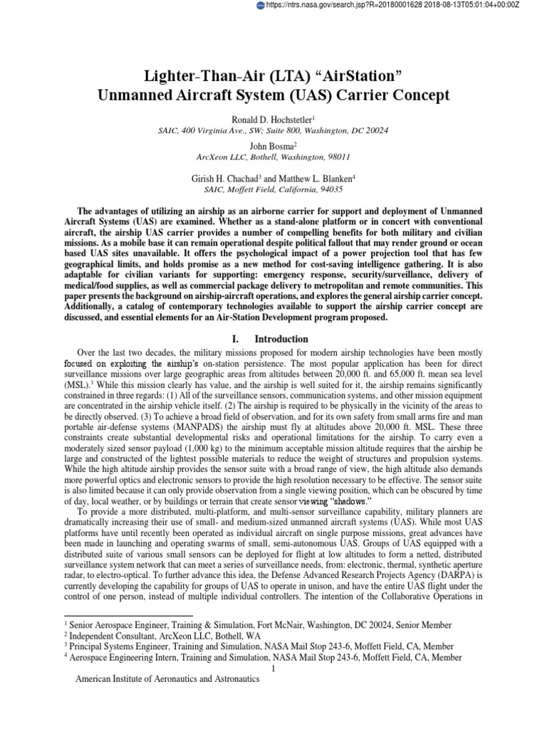Lighter-Than-Air (Lta) "Airstation" Unmanned Aircraft System (Uas ...