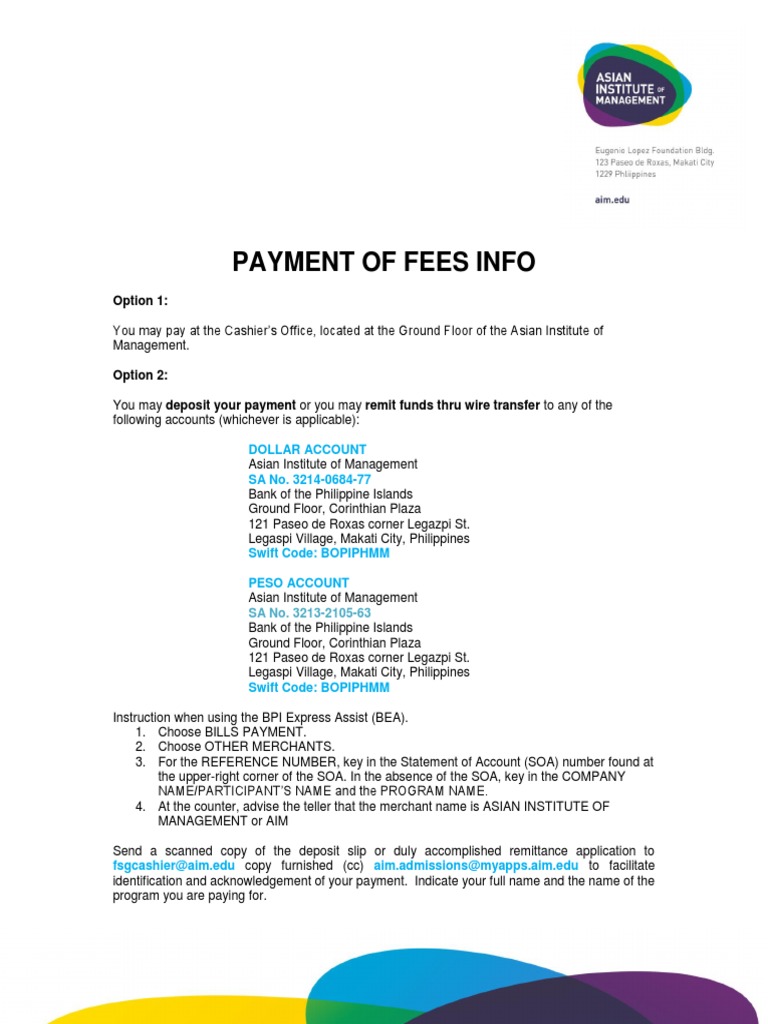 2018 Payment of Fees 051518 | PDF