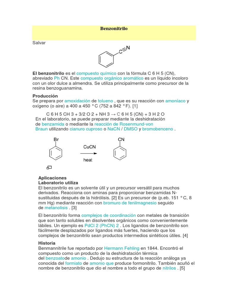 Benzonitrilo | PDF | Amoníaco | Amonio