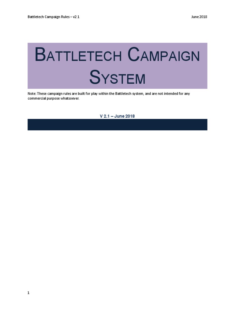 Battletech Campaign Guide | PDF | Battle Tech | Sergeant