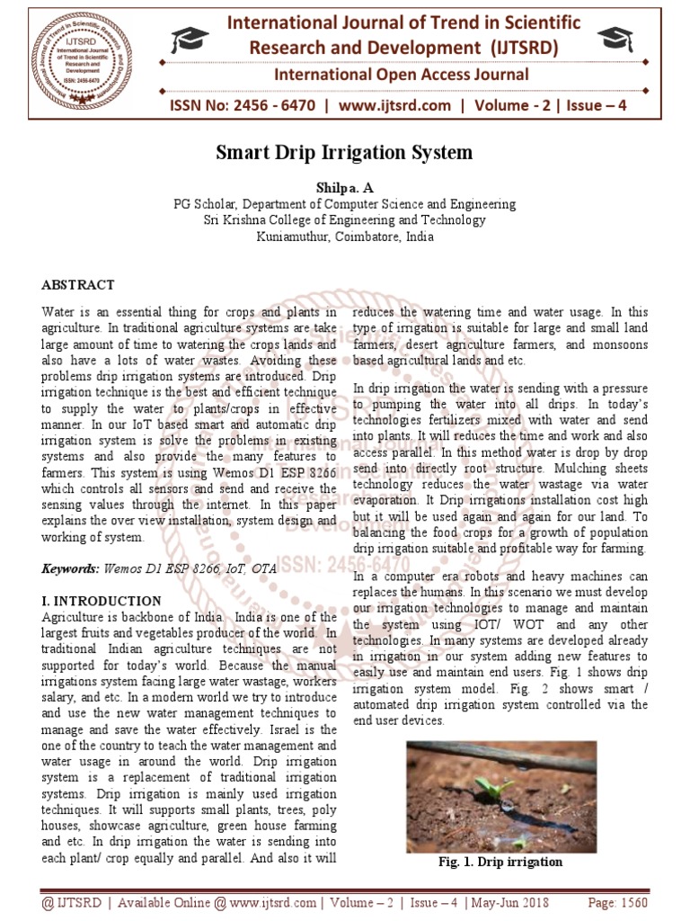 IoT-Based Smart Drip Irrigation System | PDF | Internet Of Things ...