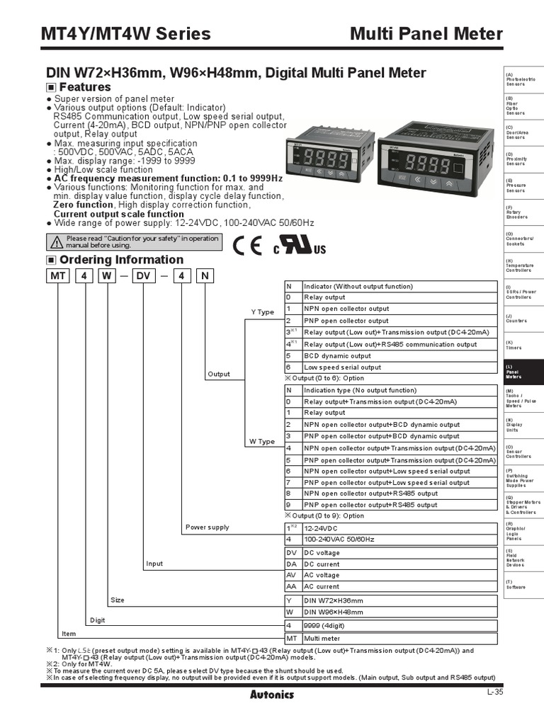 Autonics MT4series Datasheet | PDF | Electrical Connector | Bipolar ...