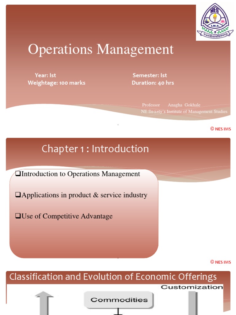 Chapter 1 - Operations Management | PDF | Operations Management ...