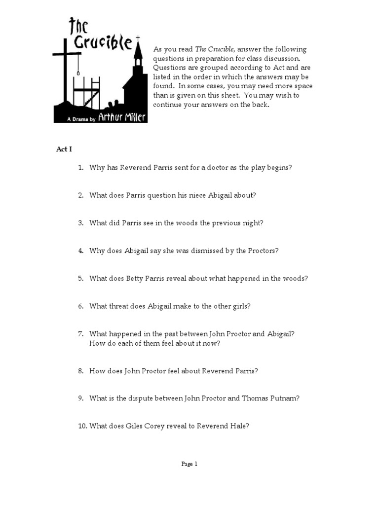 Crucible Study Guide | PDF | Mass Hysteria | Salem, Massachusetts