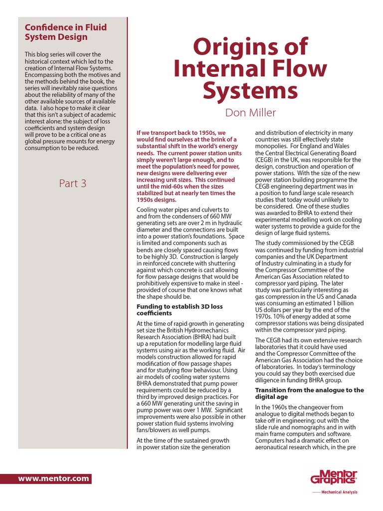 Origins of Internal Flow Systems | PDF | Power Station | Wind Tunnel