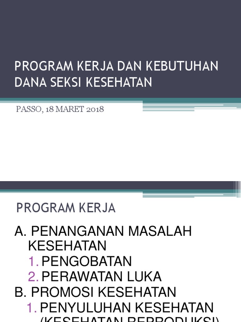 Program Kerja Dan Kebutuhan Dana Seksi Kesehatan | PDF