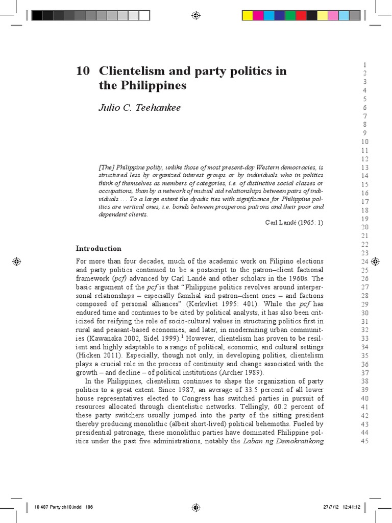Clientelism and Party Politics in The Philippines | PDF | Elections ...