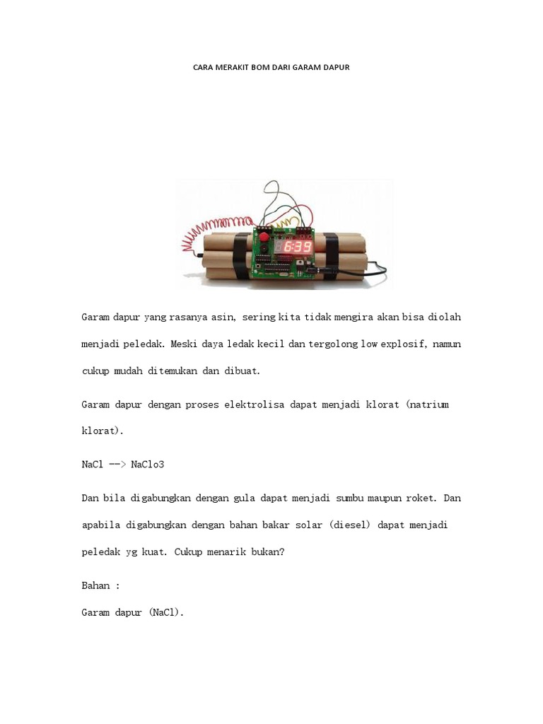 Cara Merakit Bom Dari Garam Dapur | PDF