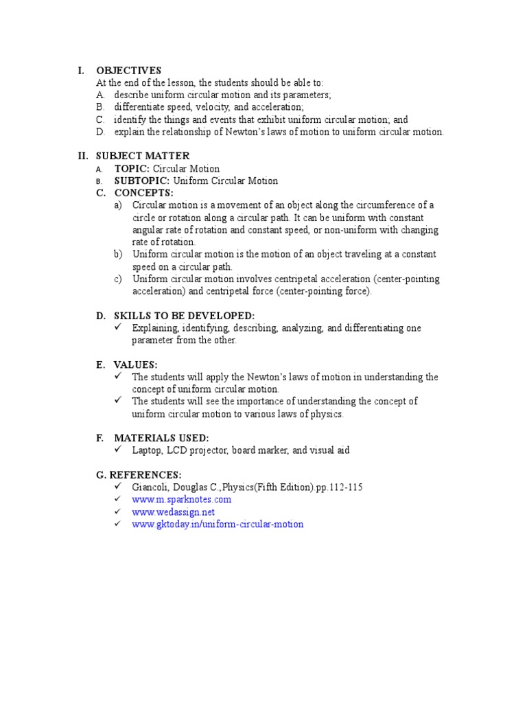 My Detailed Lesson Plan Final | PDF | Acceleration | Force
