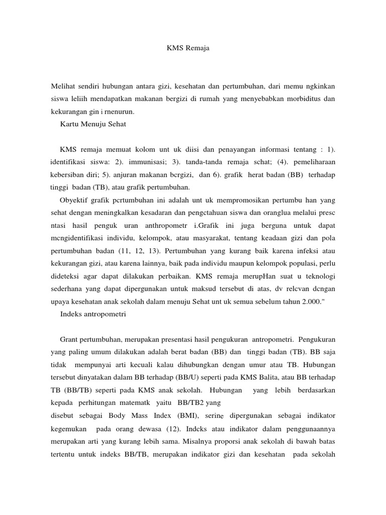 KMS Remaja | PDF | Kesehatan Holistik
