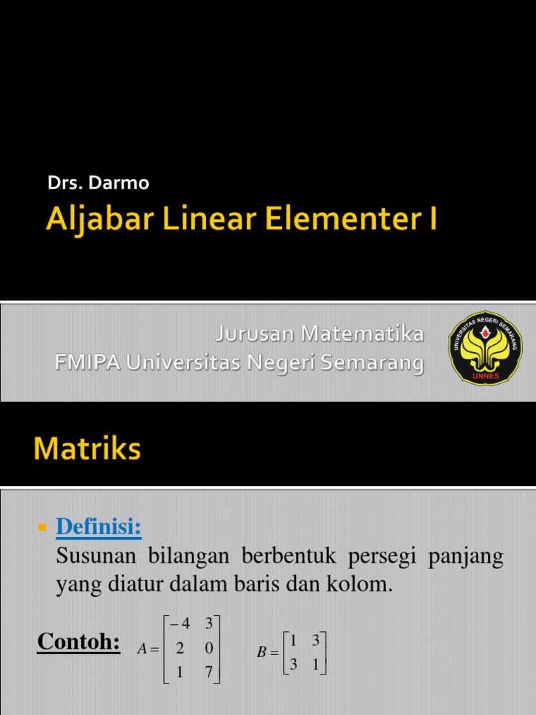 Aljabar Linear Elementer I | PDF