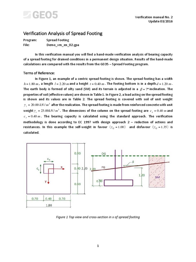VM 02 - Spread Footing PDF | PDF | Mechanical Engineering | Mechanics