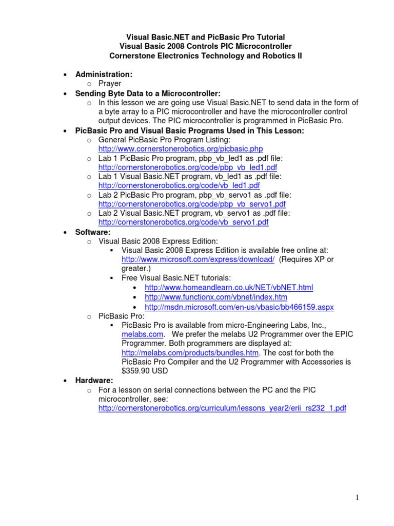 Controlling Outputs with Visual Basic.NET and PicBasic Pro: Tutorial on ...