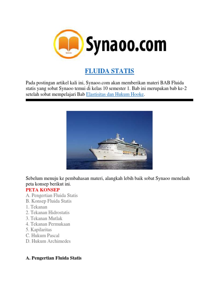 Rangkuman Materi Fluida Statis PDF | PDF