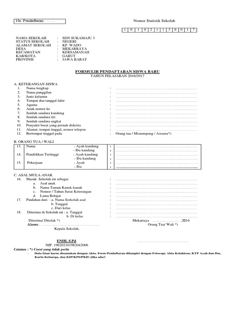 Contoh Format Daftar Nilai Siswa Kurikulum 2013 Untuk Guru Mata ...