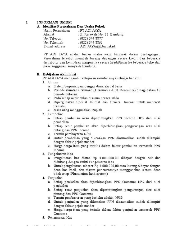 PT Adi Jaya Transaksi | PDF