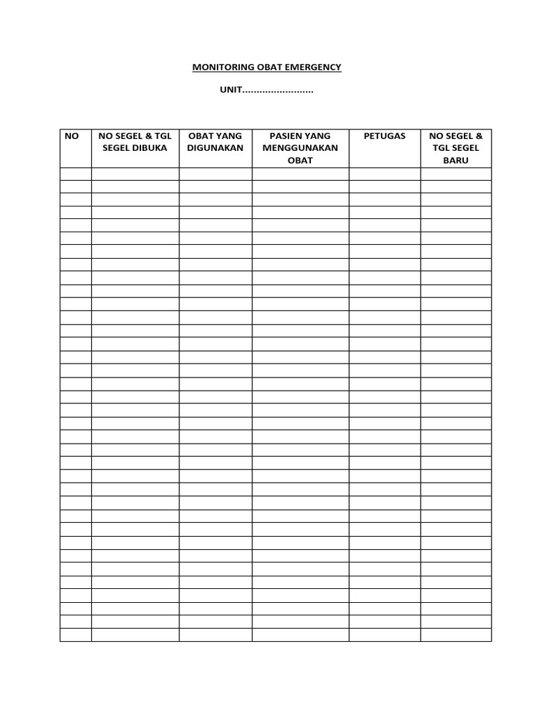 Form Monitoring Obat Emergency | PDF