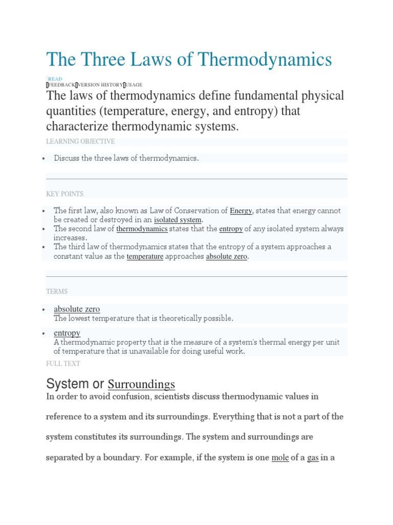 The Three Laws of Thermodynamics | PDF | Enzyme | Reaction Rate