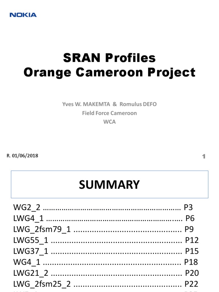 Nokia SRAN Profiles - Orange Cameroon Project R20180601 | PDF