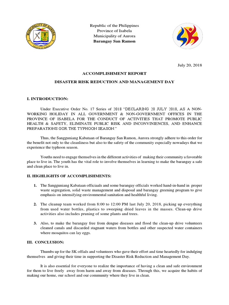 Accomplishment Report (DRRM DAY) | Nature