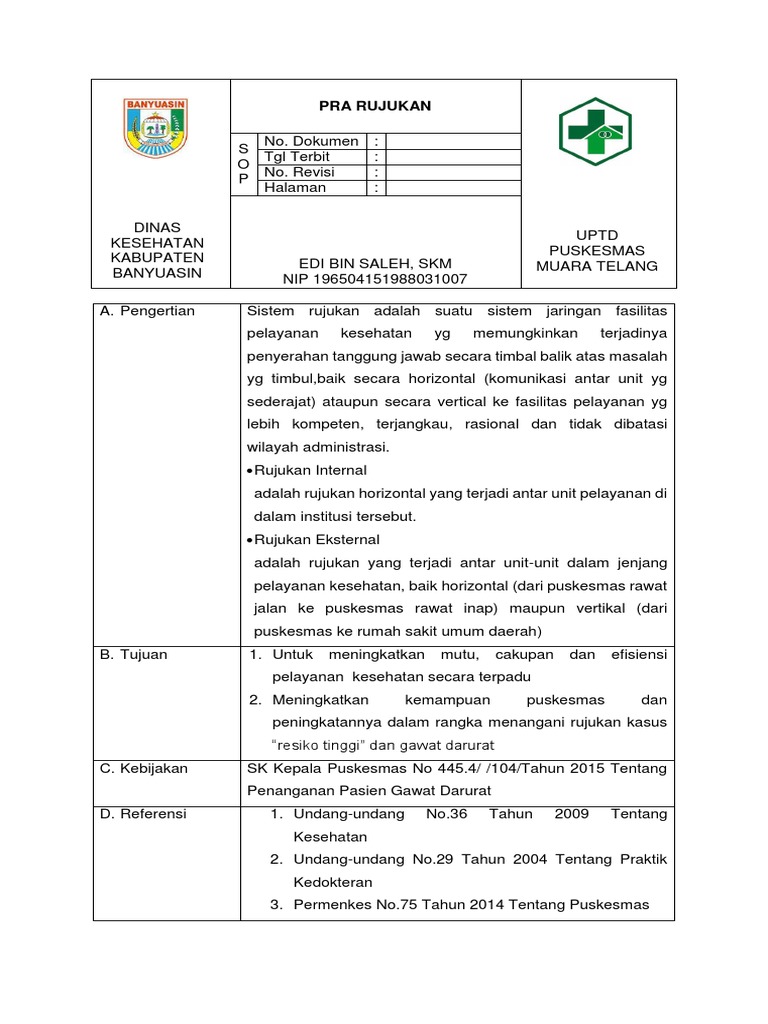 32 Sop Pra Rujukan | PDF