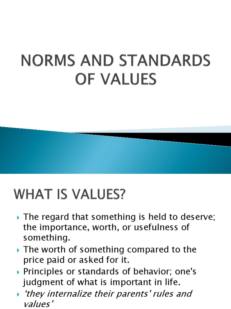 Norms and Standards of Values | PDF | Value (Ethics) | Human Behavior