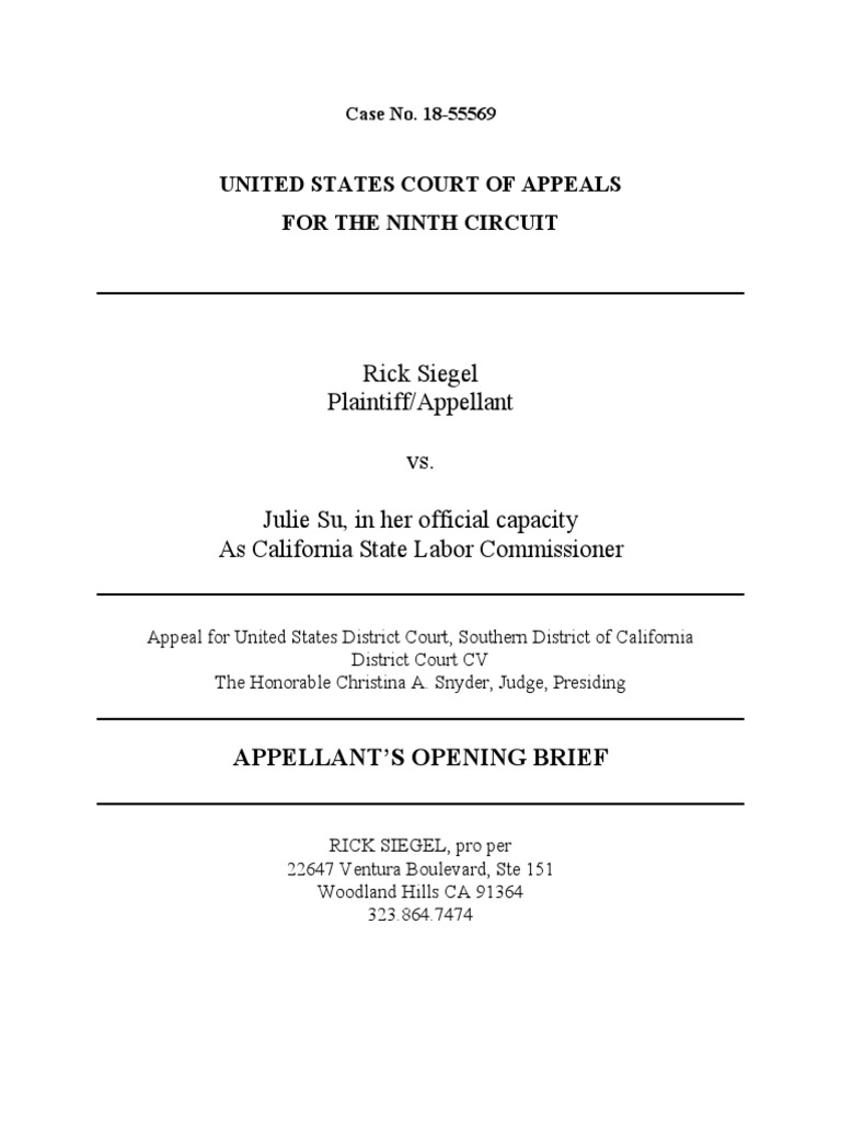 Appellant's Opening Brief On The Merits | PDF | Vagueness Doctrine | Federal Rules Of Civil ...
