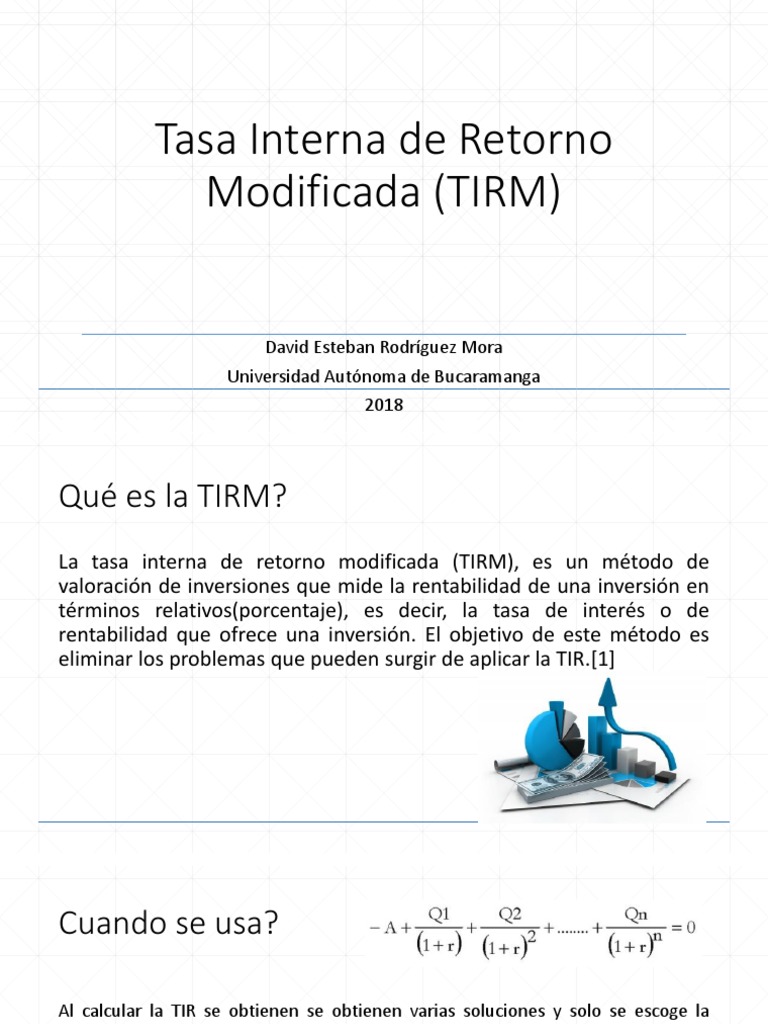 Tasa Interna de Retorno Modificada (TIRM) | Tasa interna de retorno ...