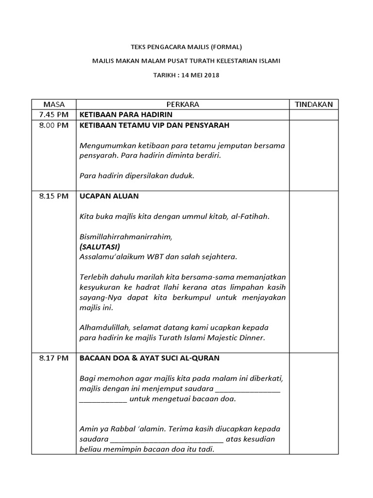 Teks Pengacara Majlis | PDF