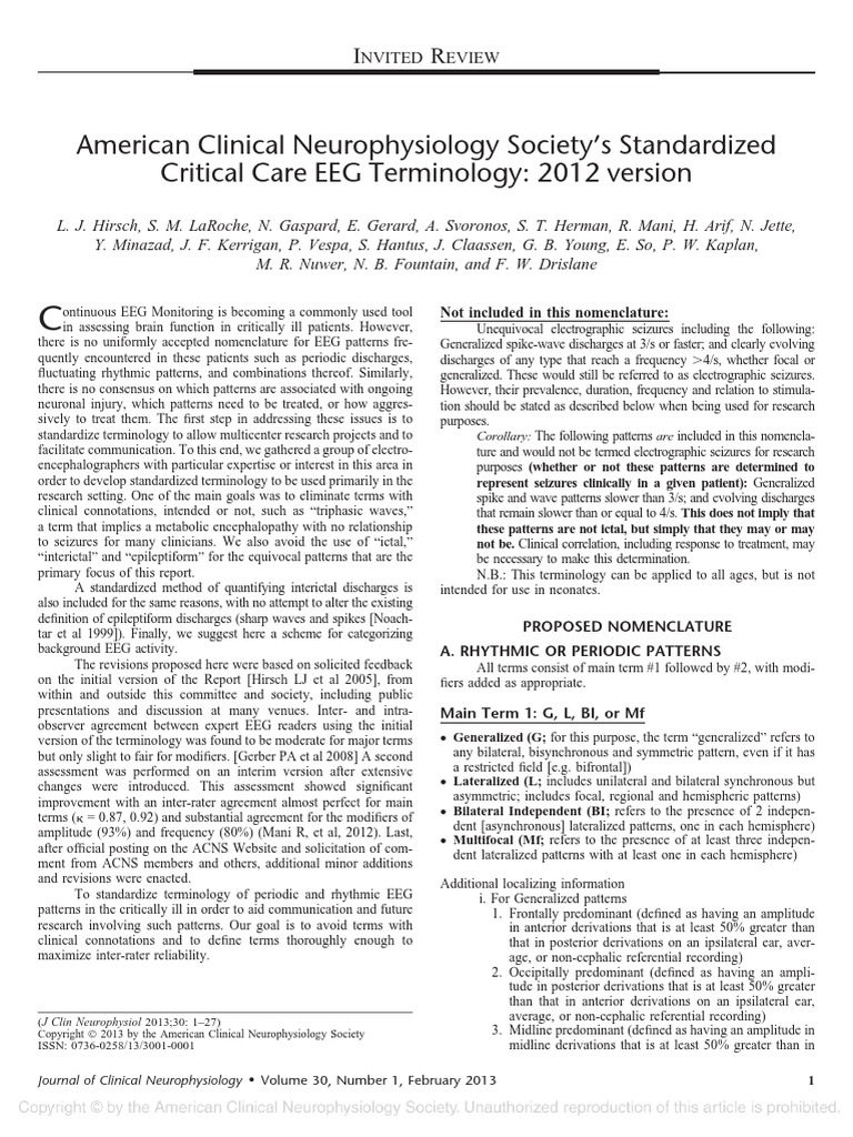 American Clinical Neurophysiology Society's Standardized Critical Care ...