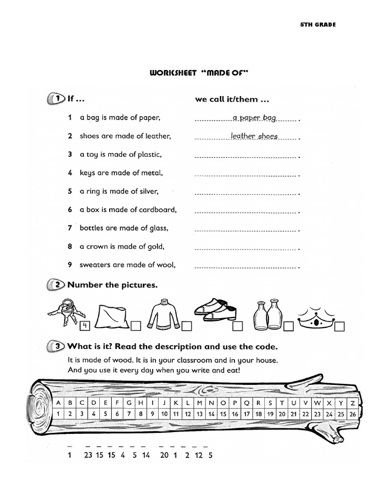Worksheet "Made Of": 5Th Grade | PDF