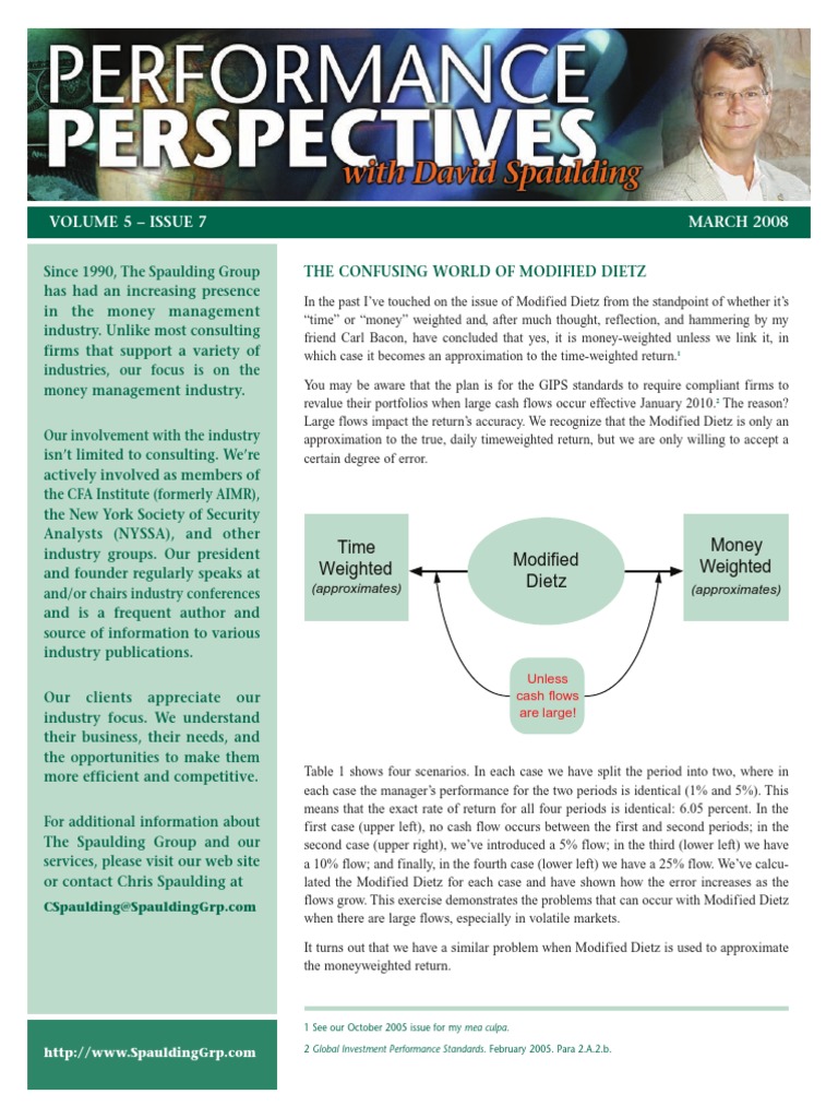 Modified Dietz Vs Time Weighted | PDF | Internal Rate Of Return ...