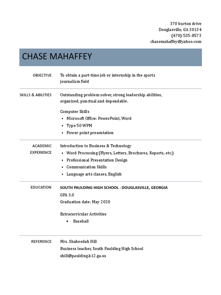 Fill in The Blank Resume Template | PDF