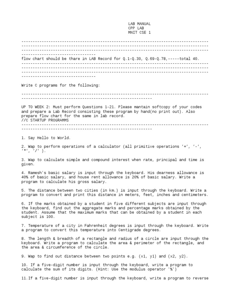 Programming Lab | PDF | String (Computer Science) | Matrix (Mathematics)