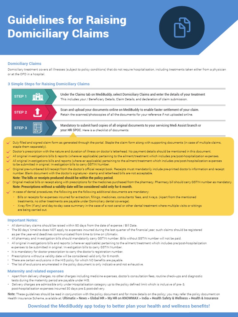 TCS Helath Insurance - Domiciliary Claim Reimbursement Guidelines | PDF ...