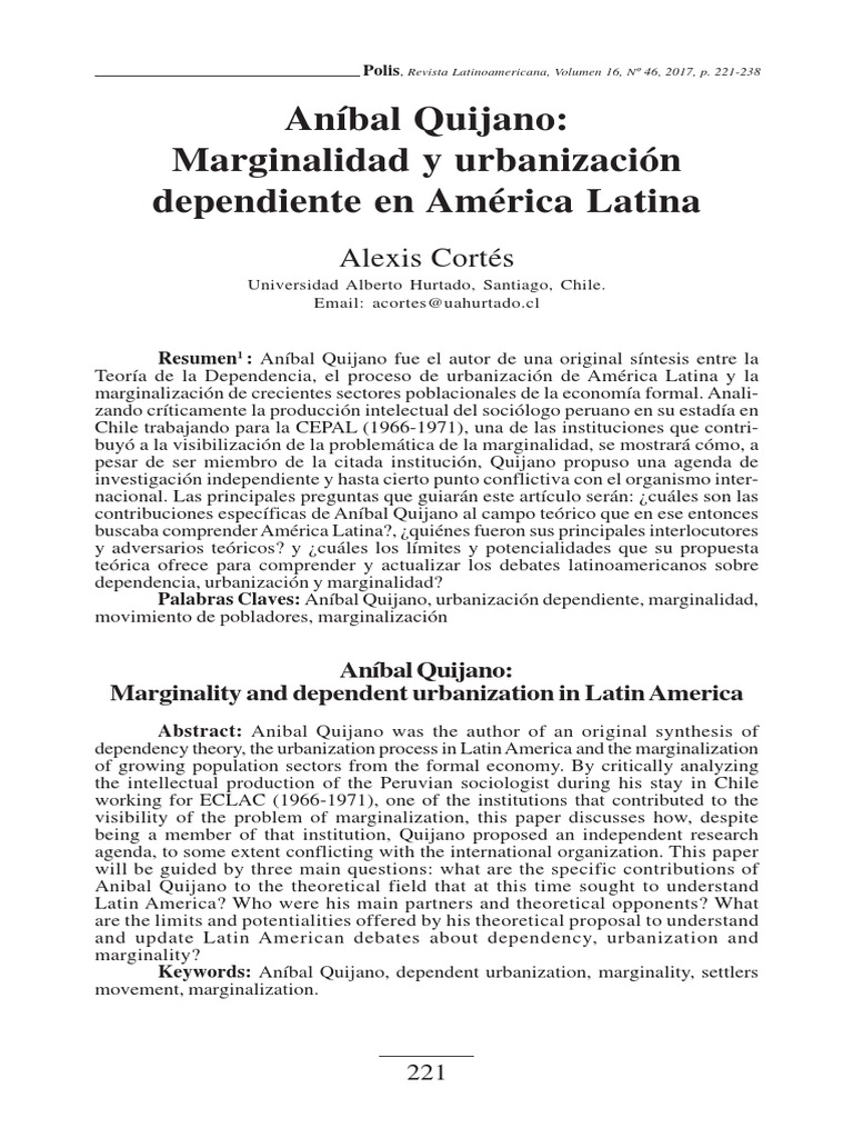 Quijano, Anibal Ciudad y Urbanidad | PDF | Exclusión social | America ...