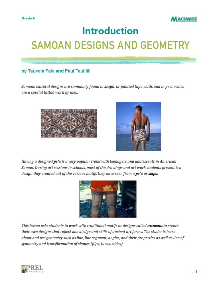 Geometry in Samoan Tapa and Tattoo Designs | PDF | Shape | Symmetry