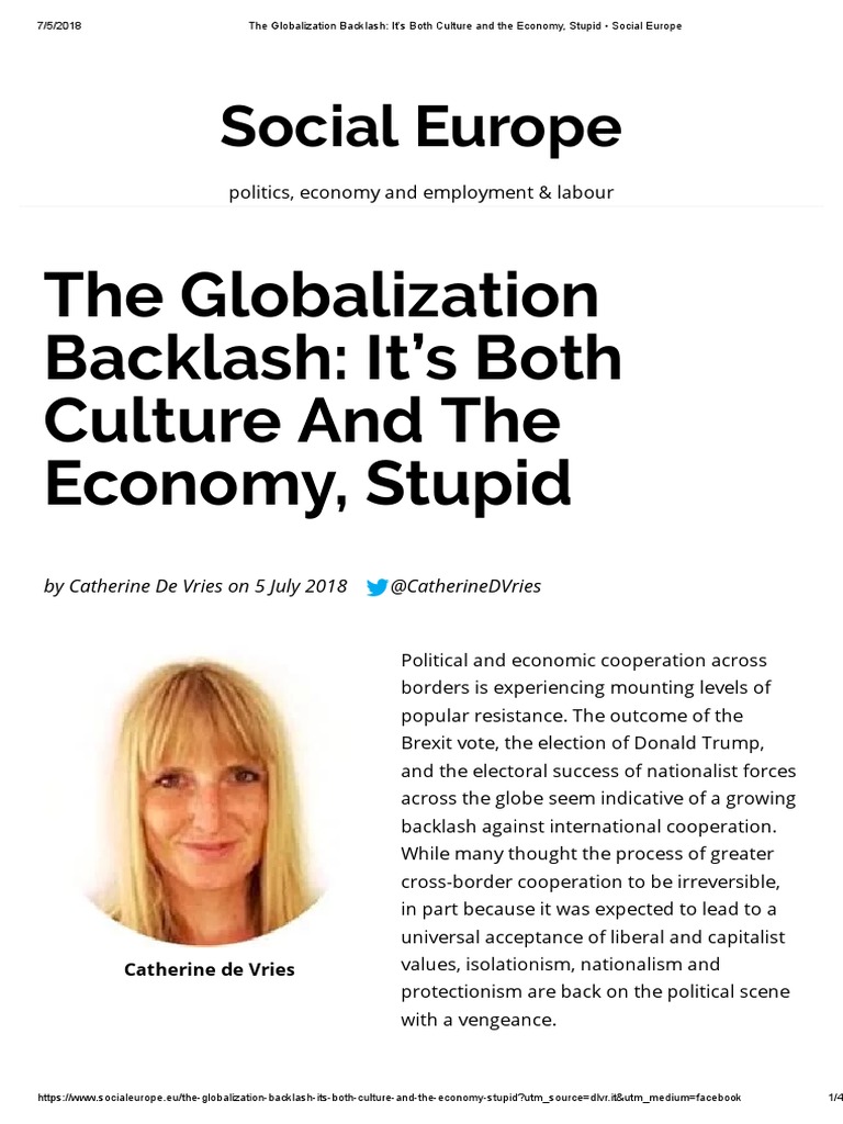 The Globalization Backlash - It's Both Culture and The Economy, Stupid - Social Europe | PDF ...