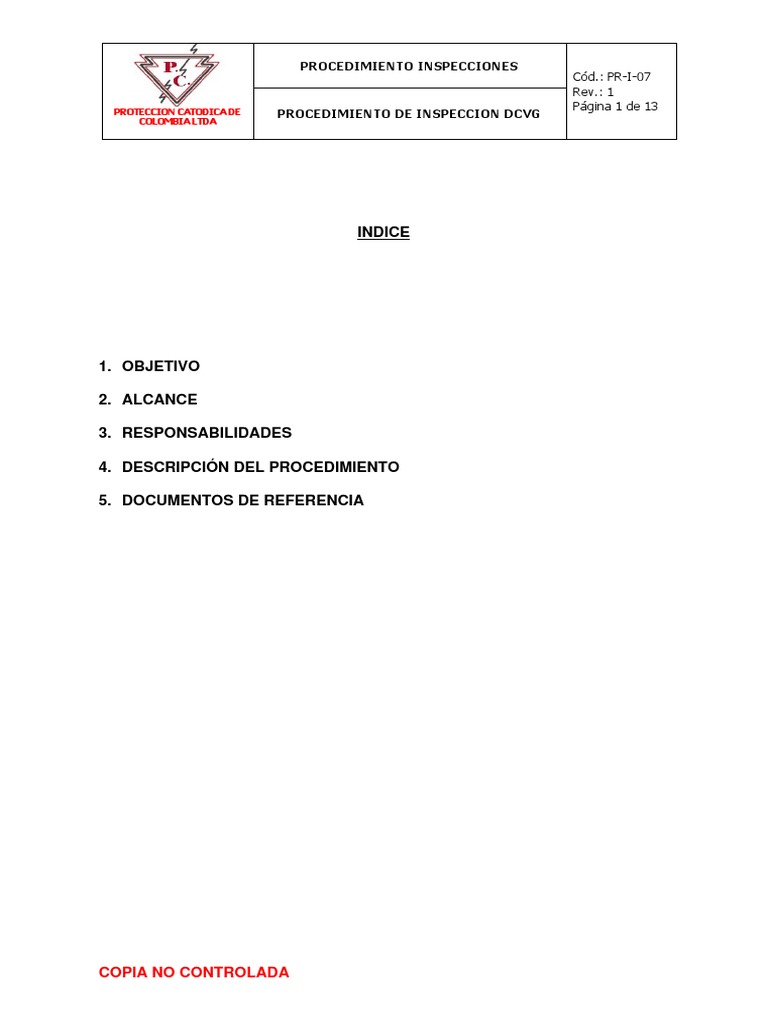 PROCEDIMIENTO Inspección DCVG | PDF | Rectificador | Corriente eléctrica