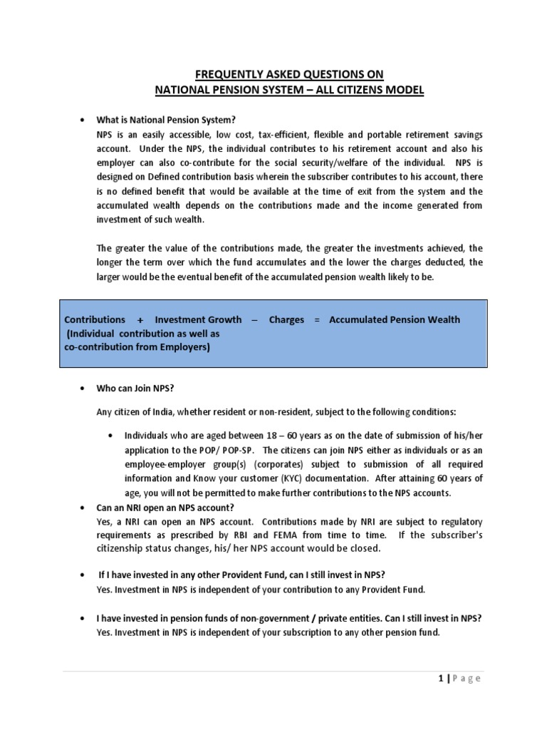 NPS Faq PDF | PDF