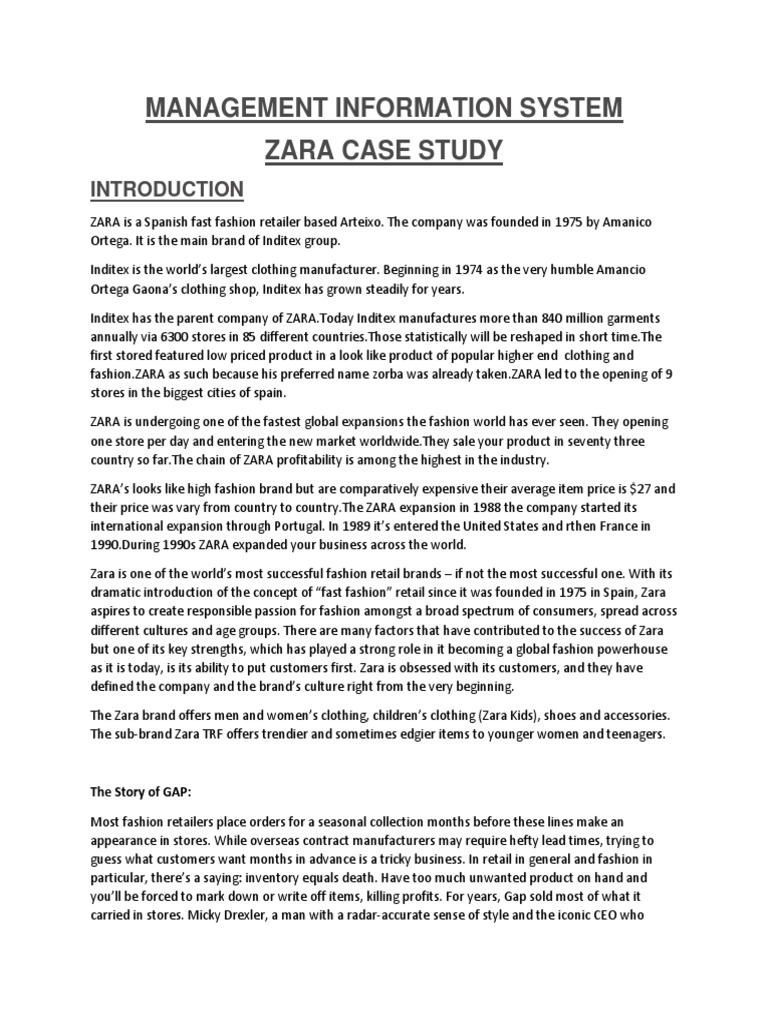 Zara Case Study | PDF | Gap Inc. | Fashion