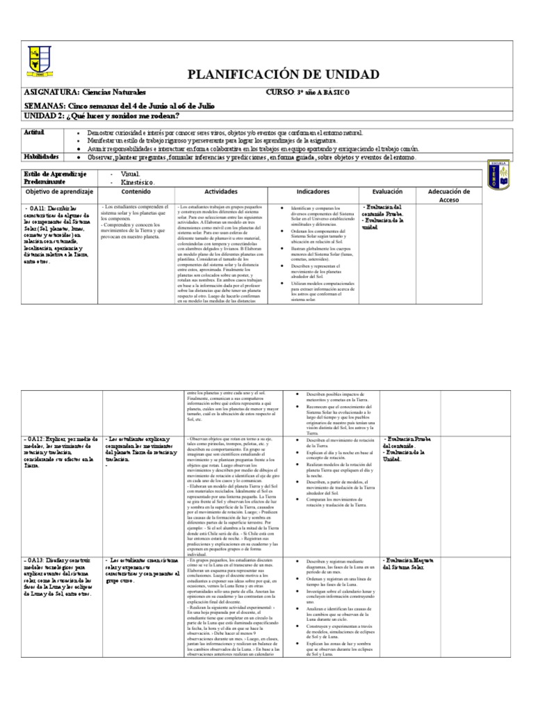Unidad Del Sistema Solar De Tercer Grado EL UNIVERSO Y EL SISTEMA