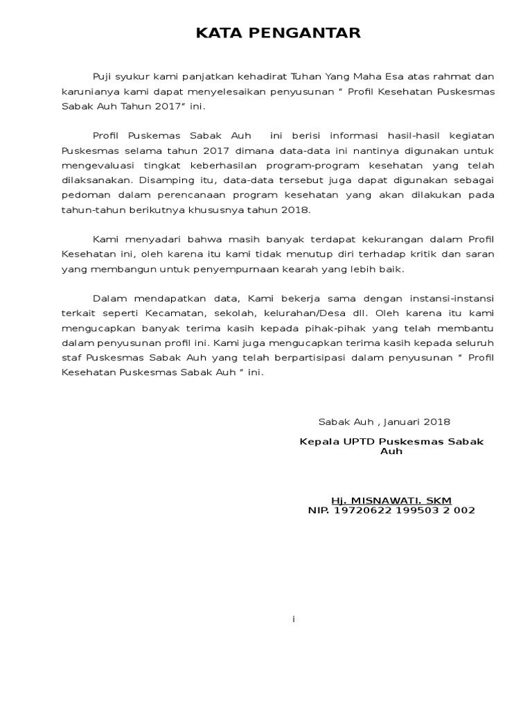 Kata Pengantar Profil | PDF