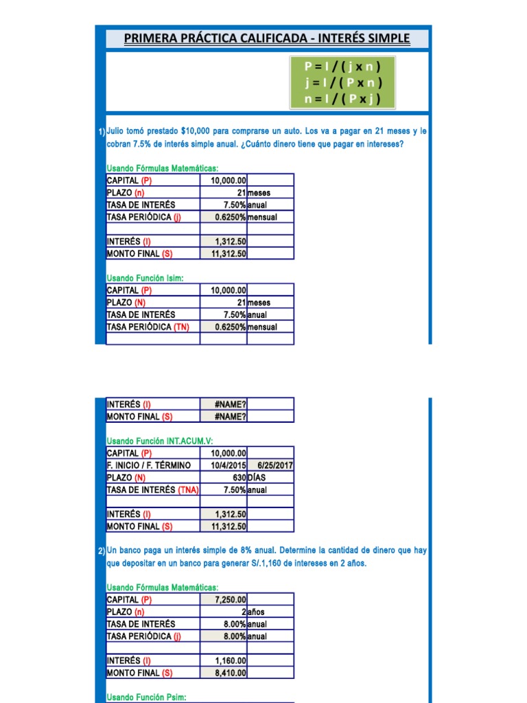 04 Clase 1 - Interes Simple - Primera Practica.. | PDF | Interés ...